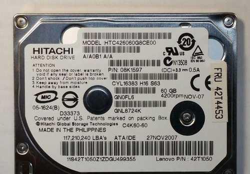 Hitachi Travelstar C4K60 HTC426060G8CE00 Hard Driv