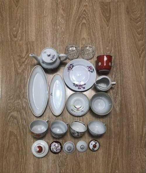 Посуда СССР чашка блюдце чайник сервиз столовый