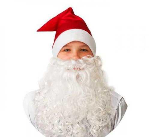Новогодняя шапка Деда Мороза с бородой