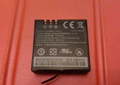 Аккумулятор AZ16-1 для Xiaomi Yi 4K и 4K+, зарядка