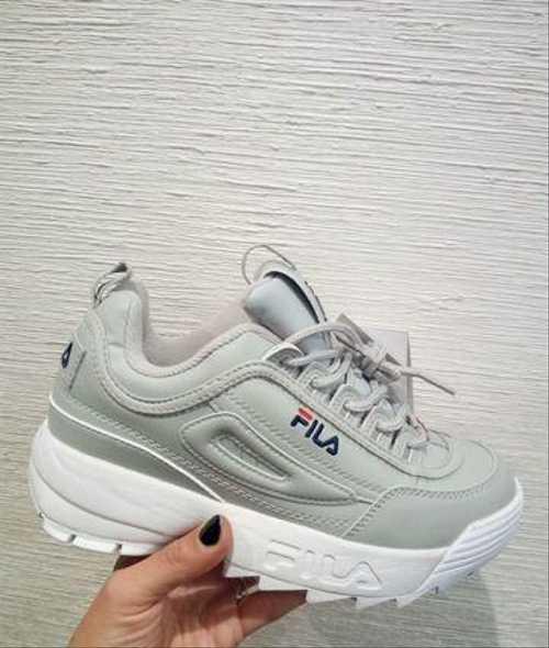 Серые кожаные кроссовки Fila 36-40