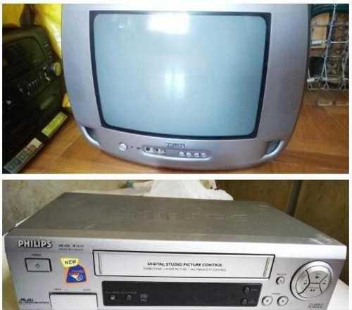 Телевизор и видеомагнитофон Philips видео двойка