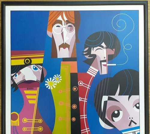 Картина the Beatles на синем