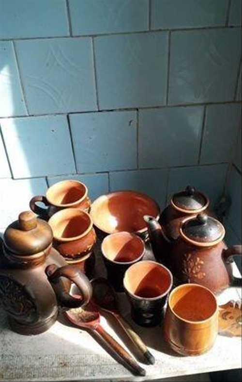 Сервиз чайный глиняный