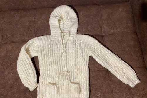 Тёплая вязаная кофта свитер на 6-7 лет