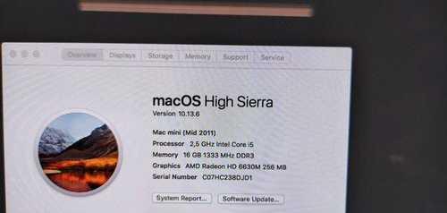 Mac Mini 2011 i5/16Gb/500Gb SSD