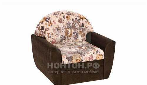 Кресло выкатное Вена коричневое / принт пионы