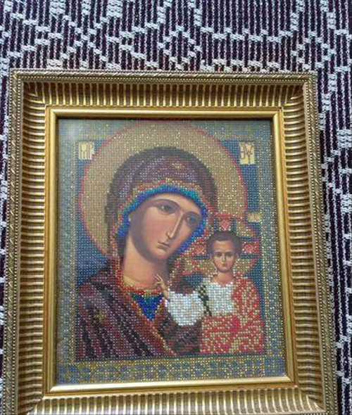 Казанская икона Божией Матери вышитая бисером