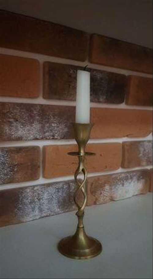 Подсвечник на одну свечу латунь
