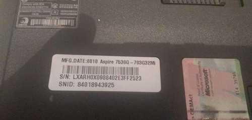 Acer aspire 7530G-703G32Mi