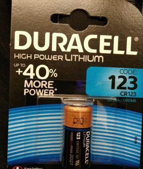 Батарейка 3 вольта Duracell CR123 Ultra Lithium 3V