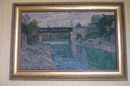 Картина. Альберта Папикяна 1979г. мост через реку
