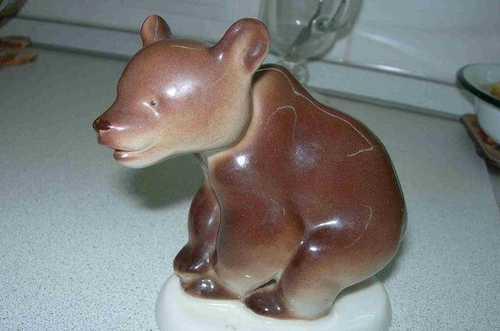 Медведь мрамор и фарфор статуэтка СССР