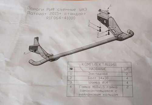 Силовые пороги риф УАЗ Патриот 2015