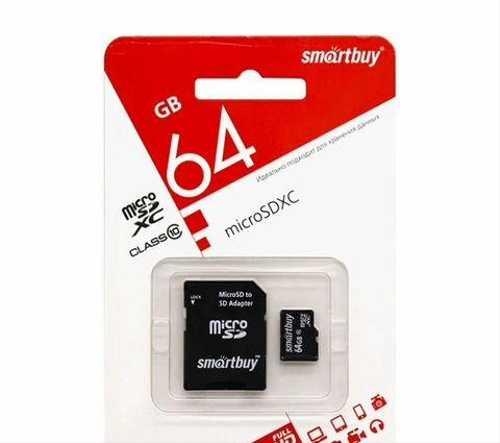 MicroSD Smartbuy 64Gb (с адаптером SD) (новый)