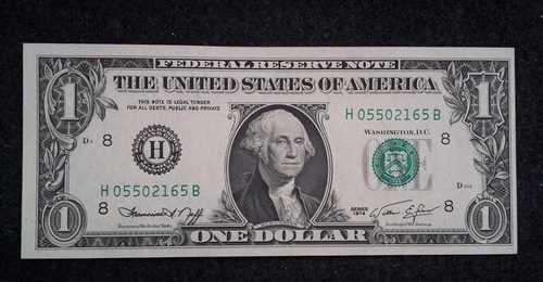 1 доллар США 1974 г. H 05502165 B. UNC