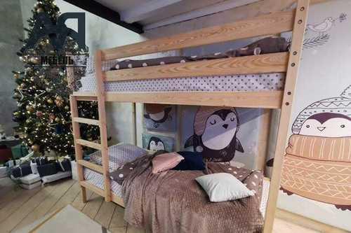 Кровать двухэтажная из лиственницы