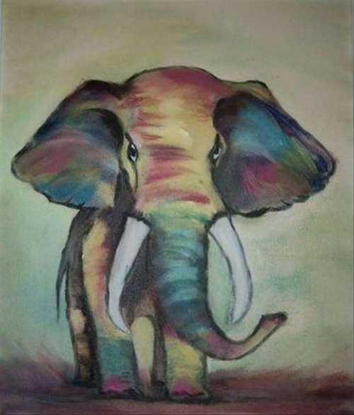 Картина маслом "Слон"
