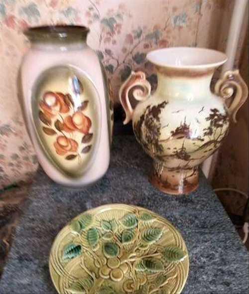 Вазы и тарелка настенная керамика