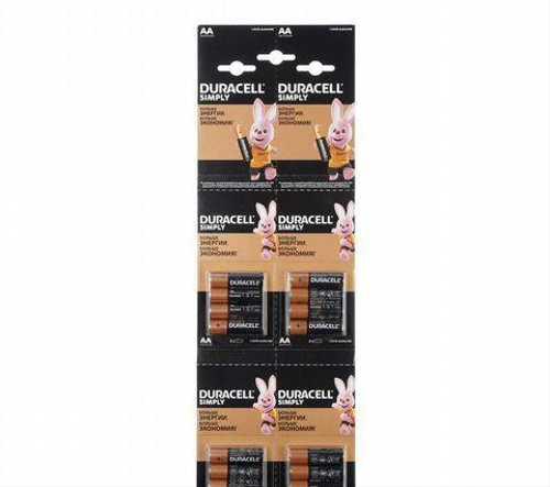 Батарейка алкалиновая Duracell Simply, AA, LR6-16BL, 1.5В, отрывной блистер, 4х4 шт