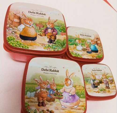 Набор контейнеров С крышками "зайчата" (4 шт.)