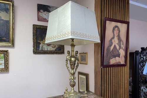 Старинная настольная бронзовая лампа