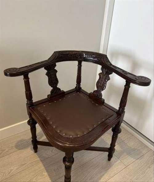 Антикварное угловое кресло, дуб, начало 20 века