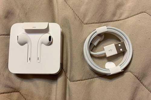 Наушники Apple Earpods + кабель зарядки