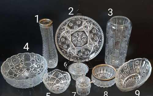 Хрусталь серебро СССР салатник блюдо ваза