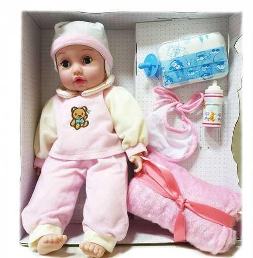 Кукла мягкая в розовом костюме (Пупс Беби бон 38cм