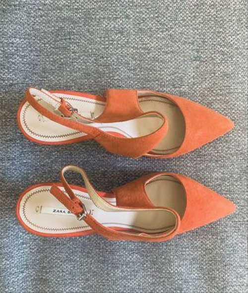 Туфли новые натуральная замша оранжевые Zara