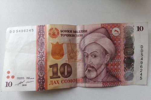 Банкнота 10 дах сомони Таджикистан Купюра новая