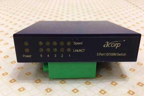 Коммутатор Acorp Hu5dp 100 мб/сек 5 портов