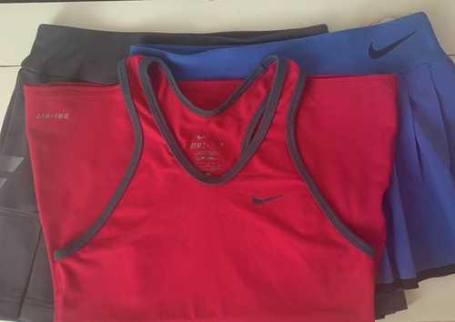 Одежда для тенниса, 2 юбки Babolat и Nike, топ Nik