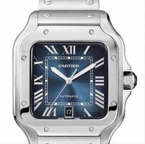 Часы Cartier Santos de Cartier Large Steel Blue Di