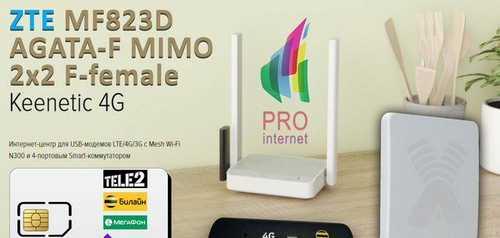 Роутер keenetic 4G ZTE MF823D agata-F mimo 2x2