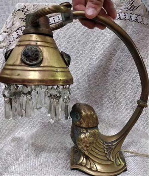 Старинный антикварный светильник бра, сова