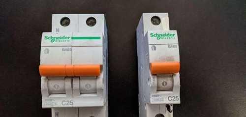 Автомат Schneider Electric BA63 1/2P 25A 4.5k