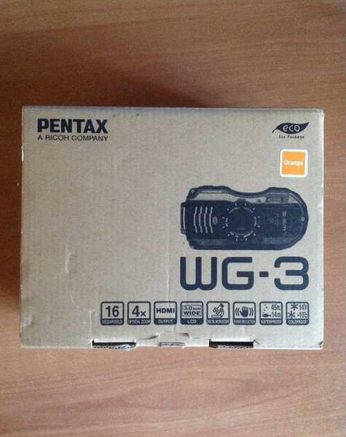 Pentax WG-3 нерабочий, полный комплект, под ремонт