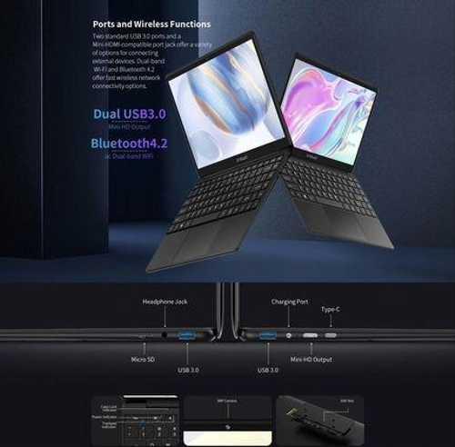 Новый ноутбук Teclast F6 IPS 1920x1080 8 гб lpddr