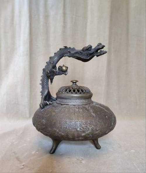 Бронзовая ваза курильница Дракон