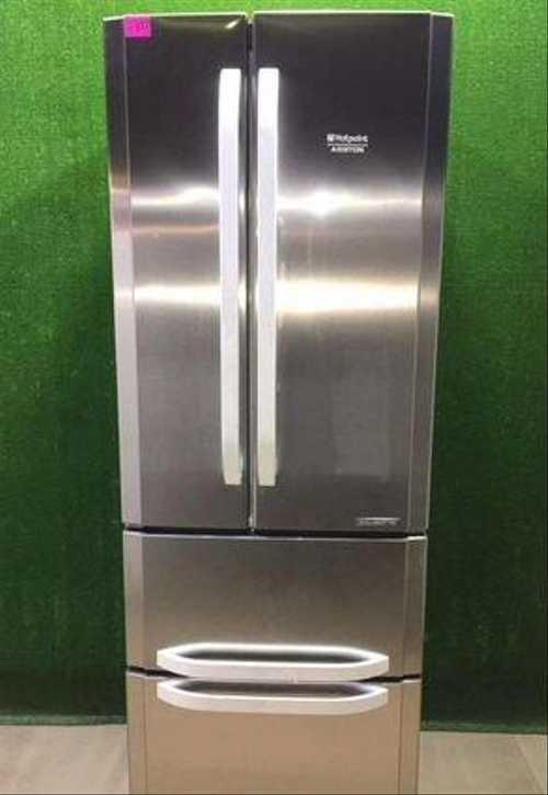 Холодильник б/у Ariston двухдверный серый металлик