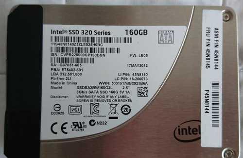 SSD Intel 2.5 160 / 180 GB