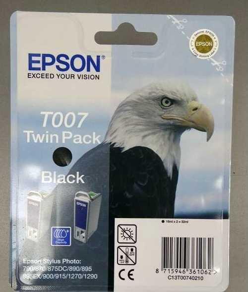 Картридж Epson T007 Twin Pack, Струйный, черный
