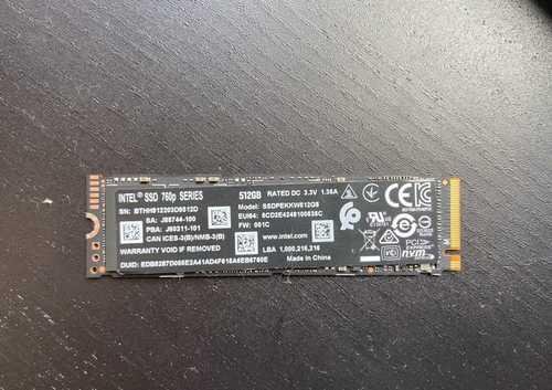 SSD M2 Intel 760p 512 gb + адаптер для MacBook Air