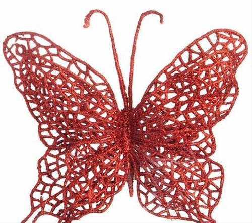 Lefard изделие декоративное бабочка на клипсе. длина14см. марсала
