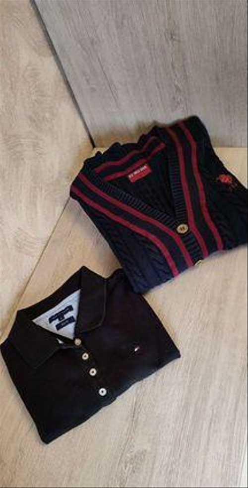Кардиган US Polo Assn и поло Tommy Hilfiger