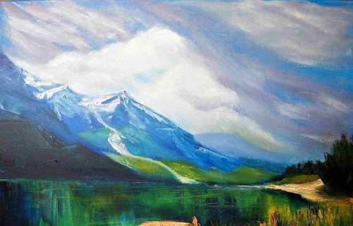 Картина "Горное озеро" маслом 70х50
