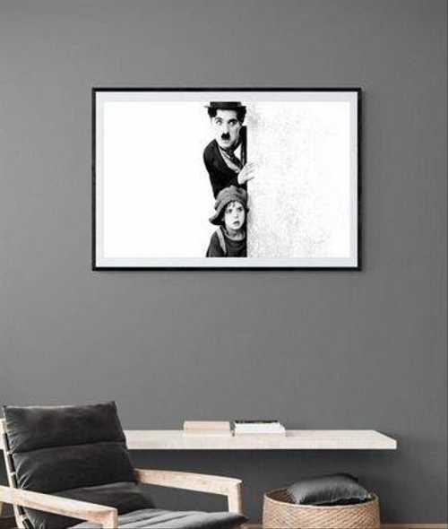 Плакат "Просто Постер" Чарли Чаплин и малыш 90x120 в подарочном тубусе