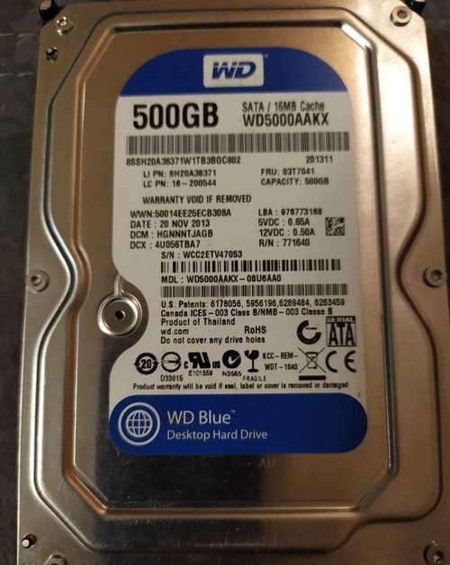 HDD WD blue (wd500aakx) не рабочий+хлам от пк